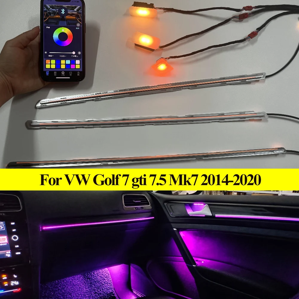 For VW Golf 7 gti 7.5 Mk7 2014-2020 RGB Ambientebeleuchtung Interior ...