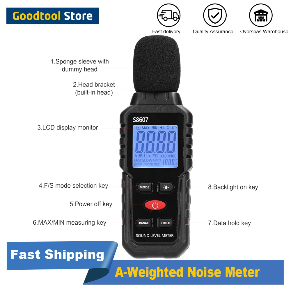 A-Weighted-Noise-Meter-30-130dB-Mini-Decibel-Monitoring-Device-High ...