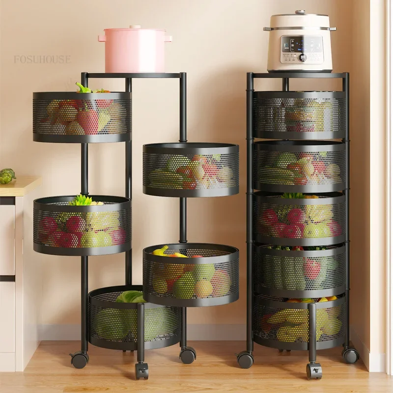 Rotating-Kitchen-Trolleys-Home-Snack-Auxiliary-Cart-with-Wheels-Multi ...