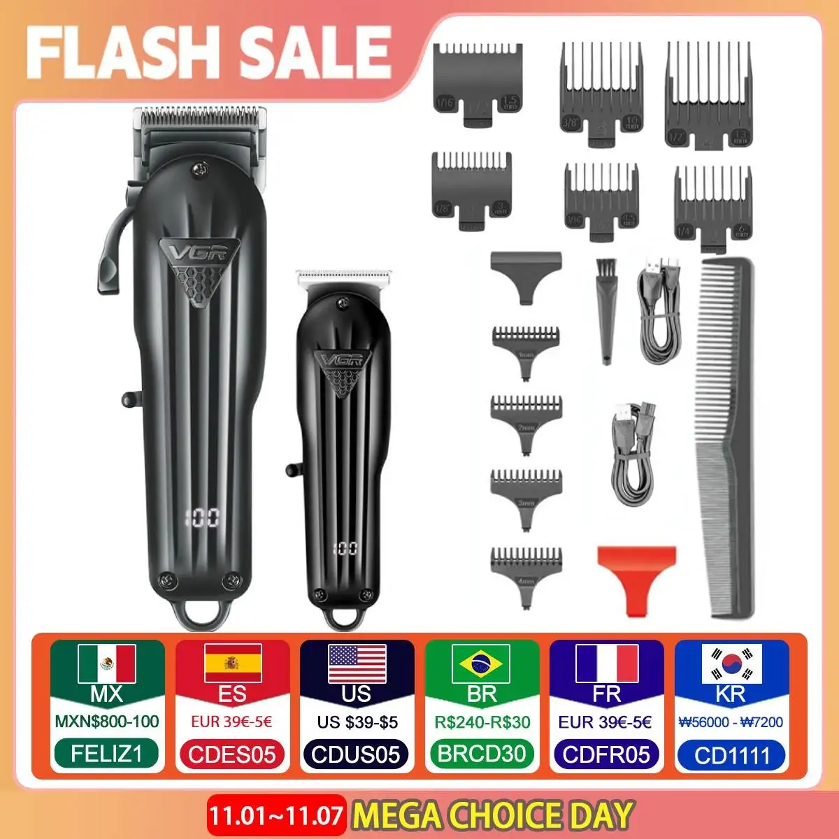 VGR-Hair-Clipper-Professional-Hair-Cutting-Machine-Rechargeable-Barber ...
