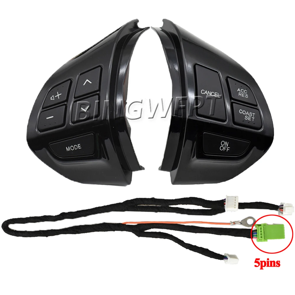 Black Multi-function Car Steering Wheel Control Buttons With Cables For ...