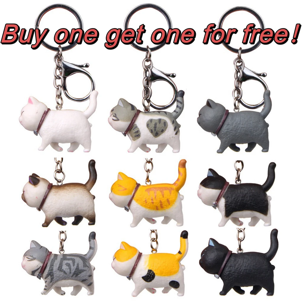Cute-Cartoon-Kittens-Keychain-Cure-Animal-Key-Chain-Creative-Cat ...