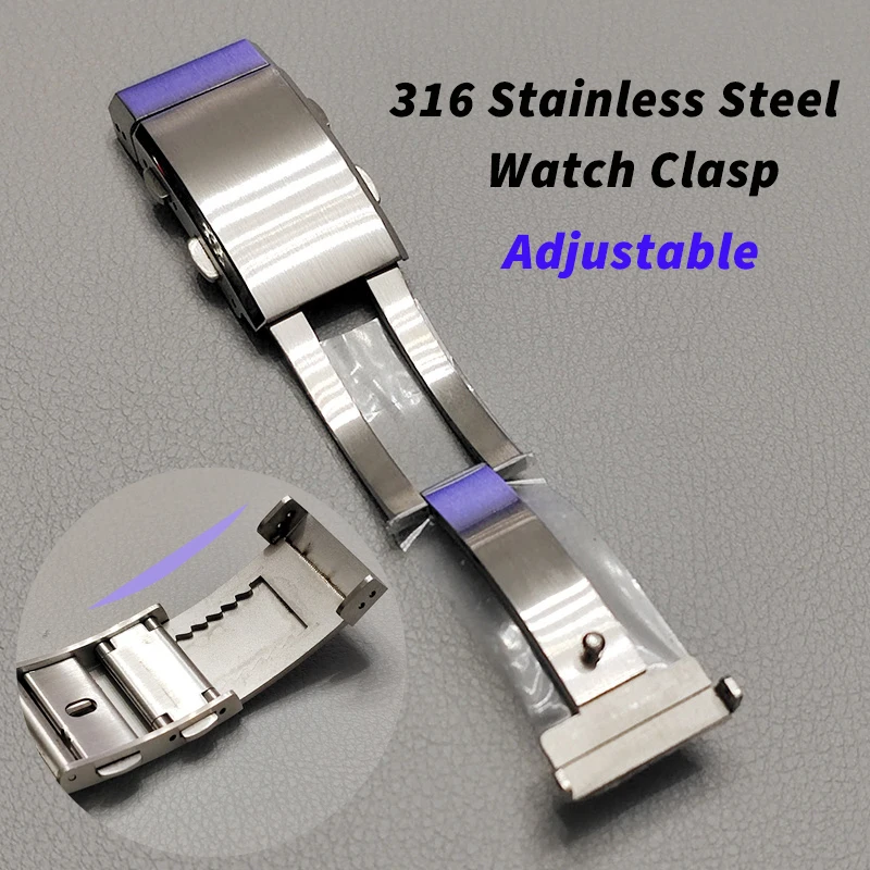 Luxury-316L-Stainless-Steel-Watch-Clasp-Adjustable-Buckle-for-Seiko ...