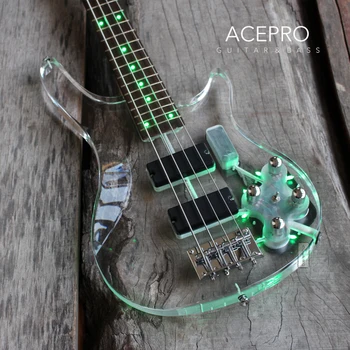 4 String Acrylic Body Electric Bass Guitar, Maple Neck, Rosewood ...