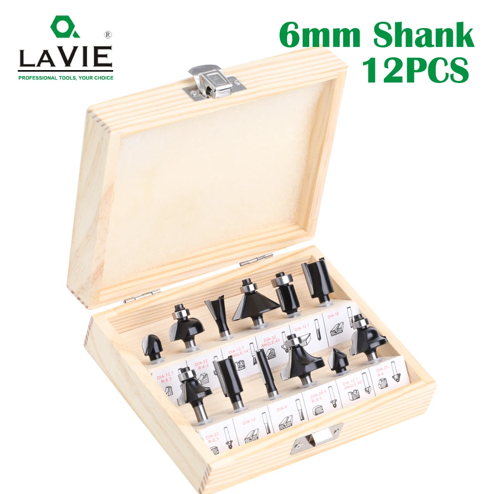 LAVIE-12pcs-6mm-Shank-Router-Bit-Set-Trimming-Straight-Milling-Cutter ...