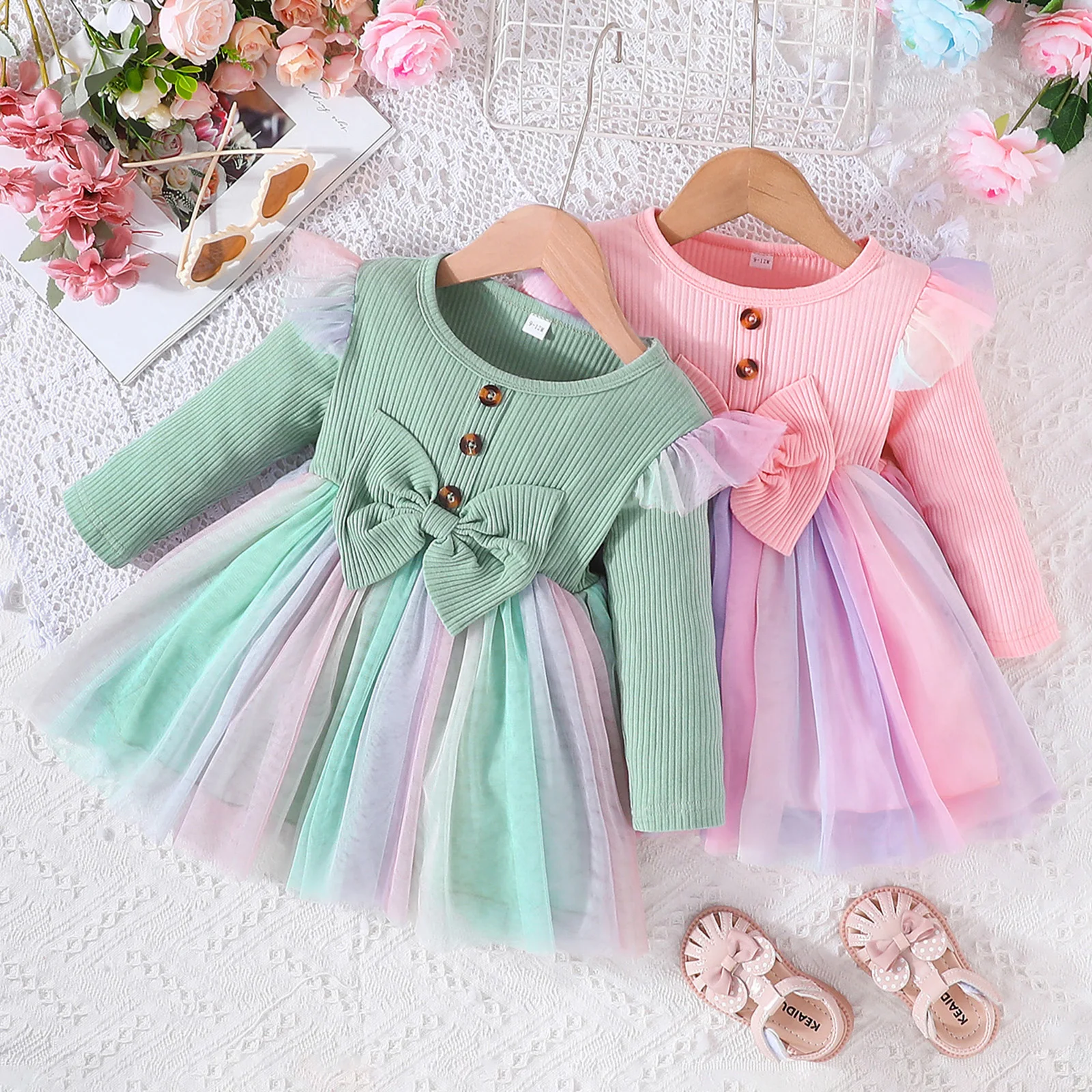 Pudcoco-vestido de princesa para meninas, manga comprida, plissado ...