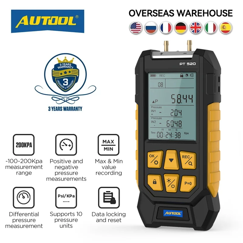AUTOOL-PT520-Headheld-Pressure-Tester-Automotive-Manometer ...
