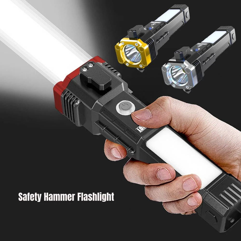 Car Safety Hammer Led Flashlight Multifunctional Charging Power Work ...
