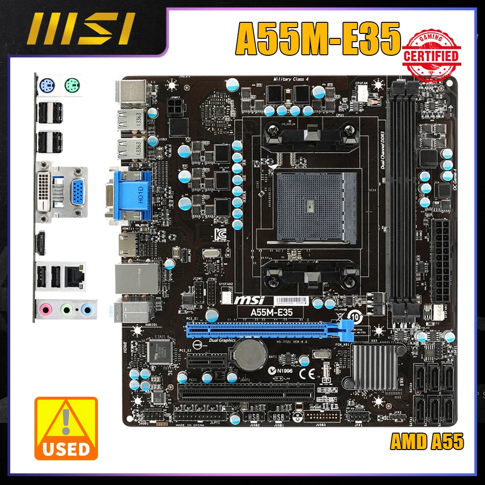 Msi FM2 A55M E35 placa mãe soquete fm2 placa mãe amd a55 chipset suporta amd a10/a8/a6/a4 ddr3 ...