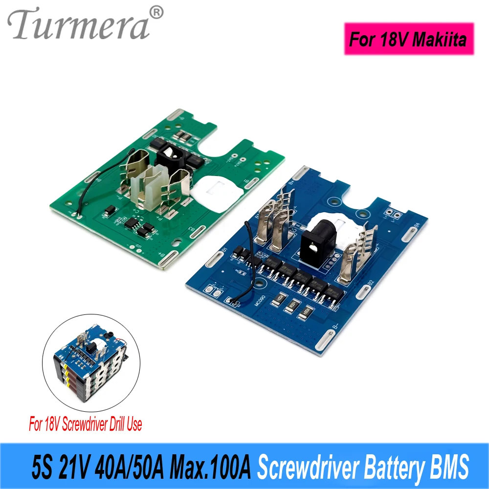 Turmera 18V 21V 5S 50A 40A Max.100A 18650 Battery BMS with NTC ...