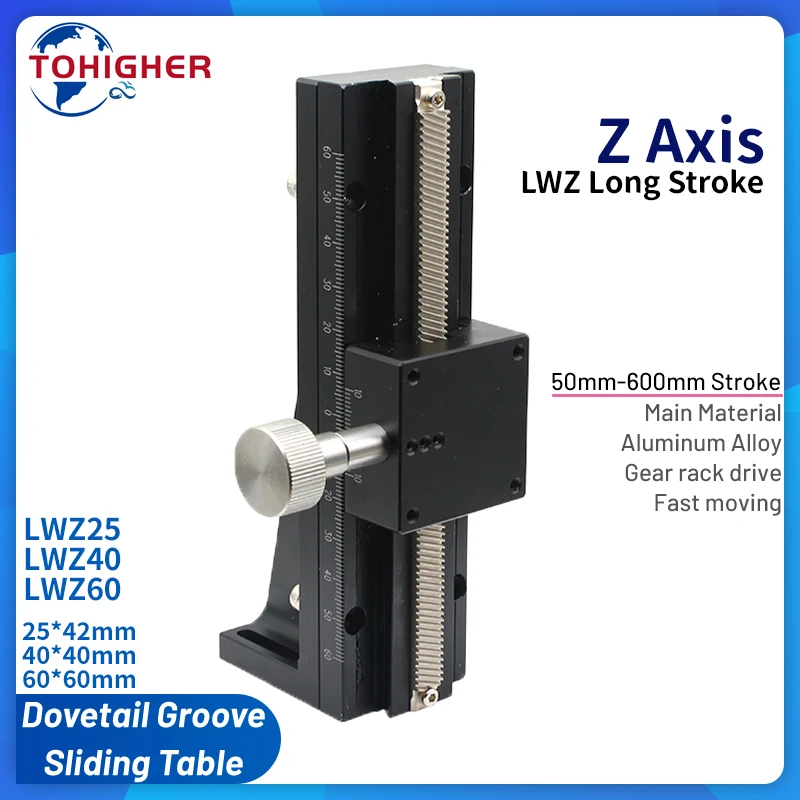 Z Axis Dovetail Lifting Linear Rail Guide Stage Long Stroke Fine-Tuning ...