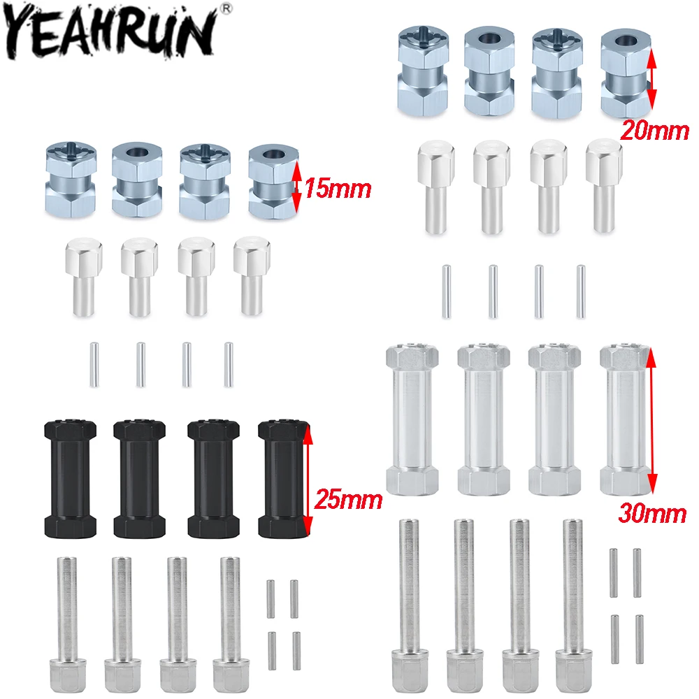 YEAHRUN 4PCS 12mm Wheel Hex Adapter Extended Hub Drive Adapter 15/20/25 ...
