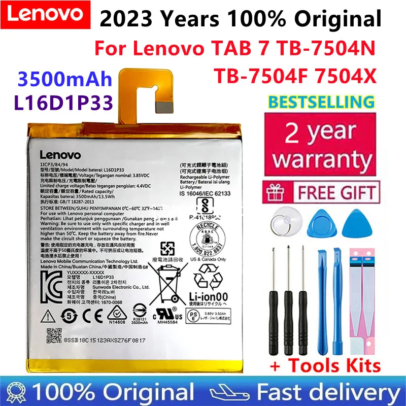 100% Original NEW High quality 3500mAh L16D1P33 Battery For Lenovo TAB ...