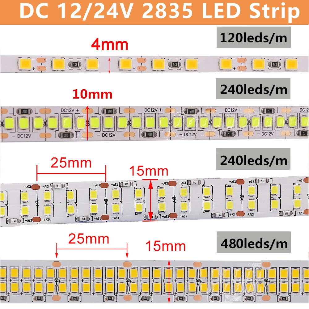Smd Led Strip 12v 2835 Warm White 120 | Led Strip Light 12v Warm White - 12v 24v Led - Aliexpress