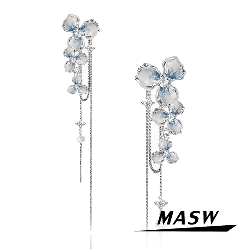 MASW Original Design Elegant Temperament Fresh Flower Tassel Earrings ...