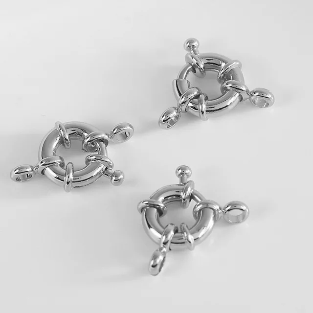 4Pcs Copper Gold Plated Spring Ring Lock Clasp Sailor Wheel Clasps ...