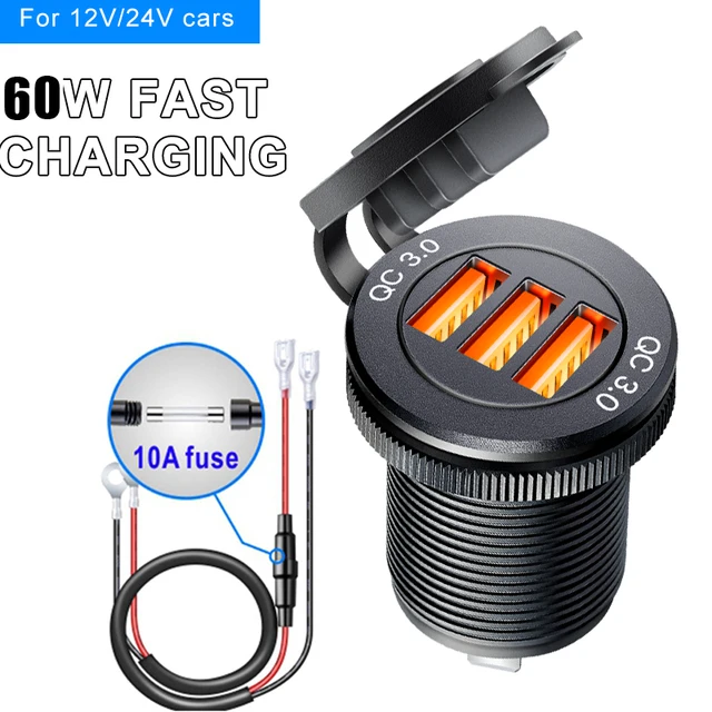 60w usb outlet fast charging adapter Outlet Socket For 12V 24V ...