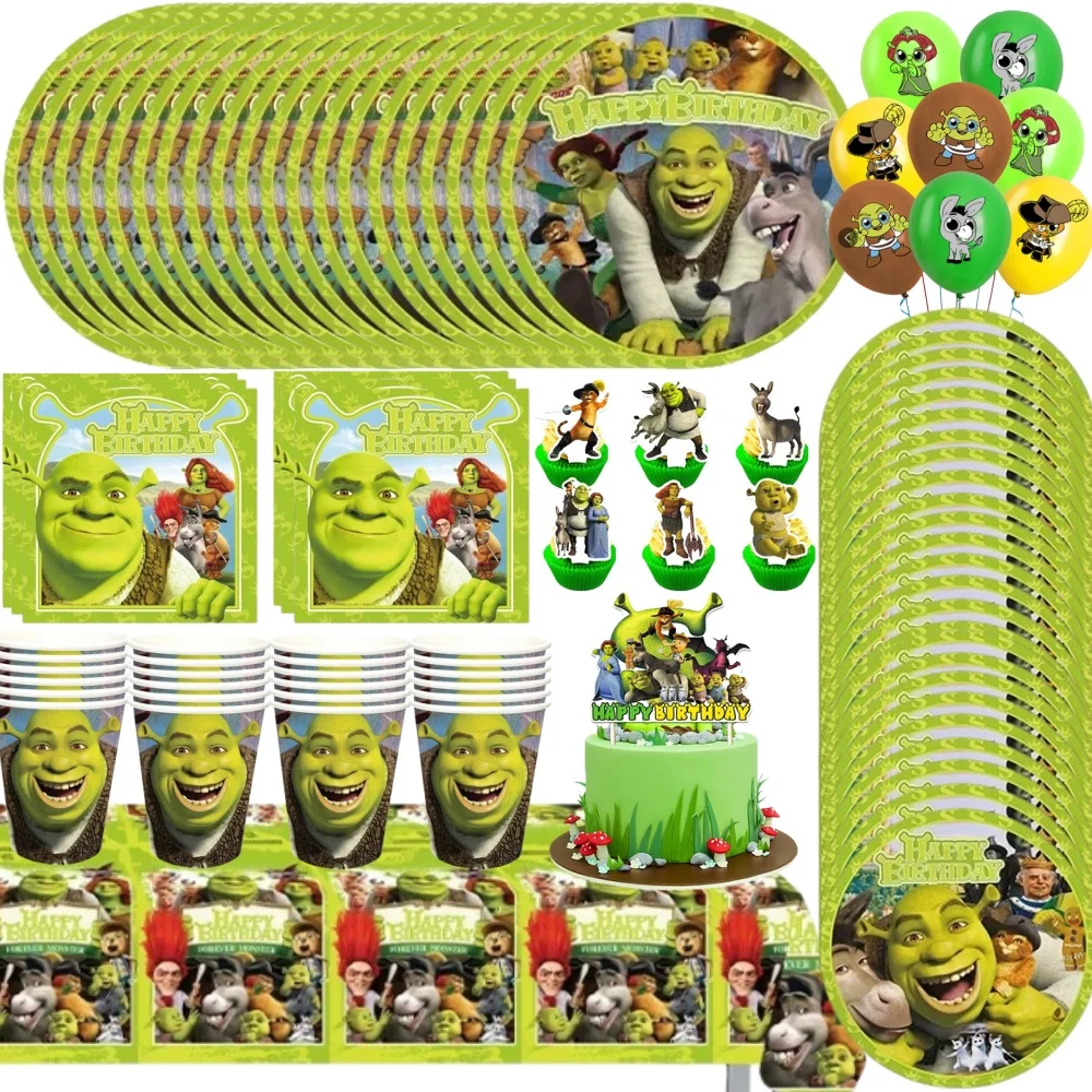 Monster Shrek Party Decorations Theme Party Tableware Plate Cup Napkin ...