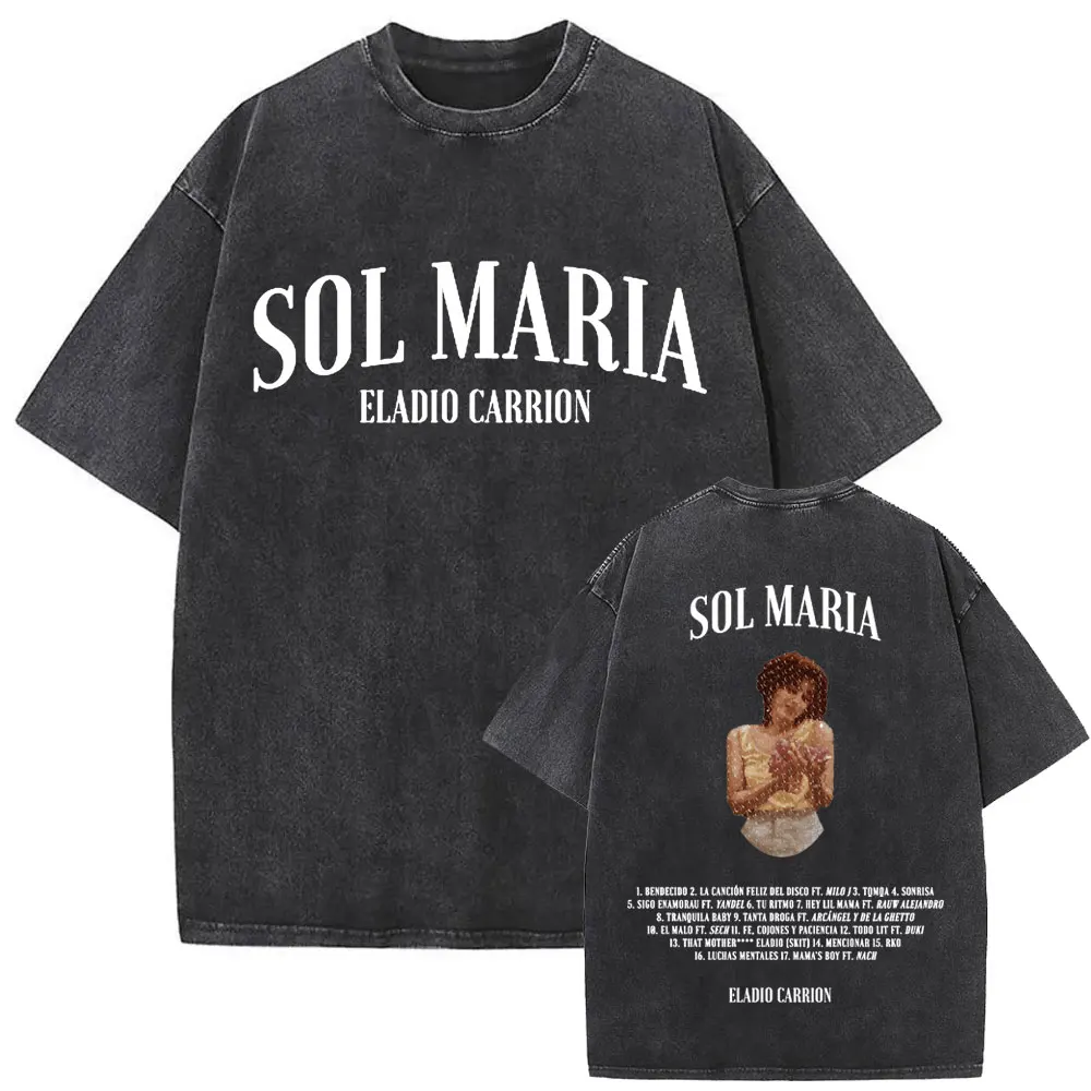 Washed Vintage Rapper Eladio Carrion Music Album Sol Maria Merch T ...