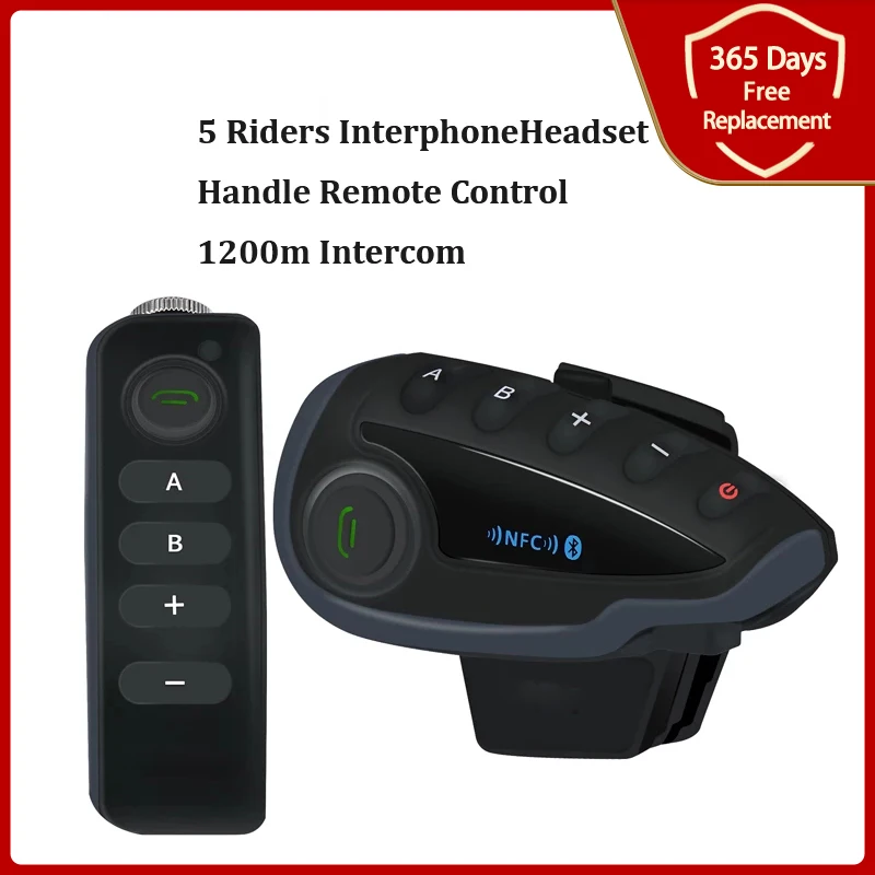 V8 Bluetooth Motorcycle Helmet Intercom Headsets 1200M for 5 Riders ...