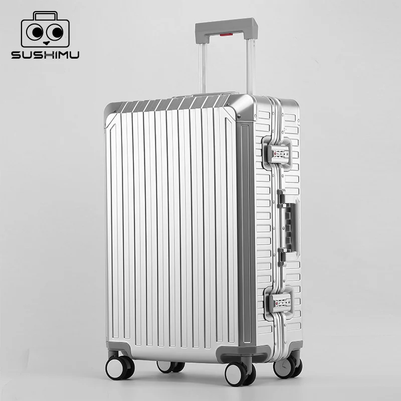 20-24-28-Inch-Aluminum-Trolley-Suitcase-Waterproof-Metallic-Cabin ...