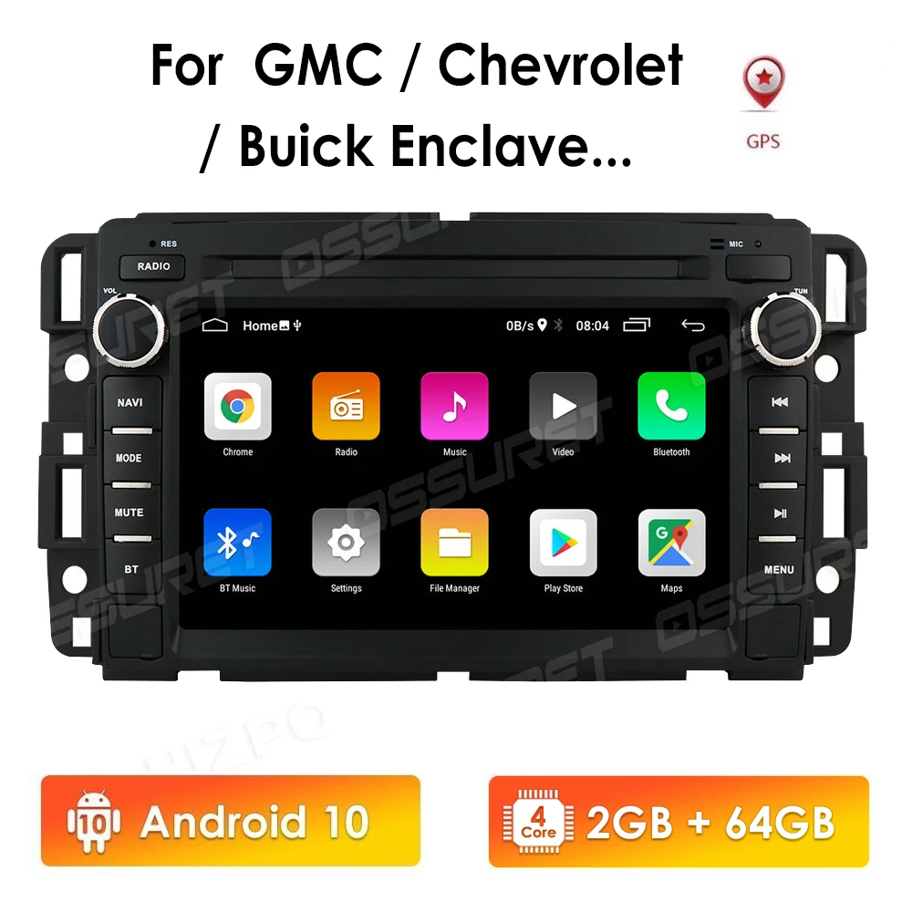 2Din Android 10 samochodowy odtwarzacz multimedialny Radio dla GMC Chevrolet Chevy Yukon Tahoe ...