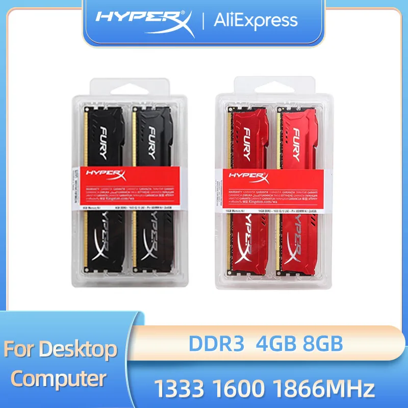 Hyperx fúria memória ram ddr3 8gb 4gb kit 1333 1600 1866mhz PC3 10600 12800 14900 memória ...