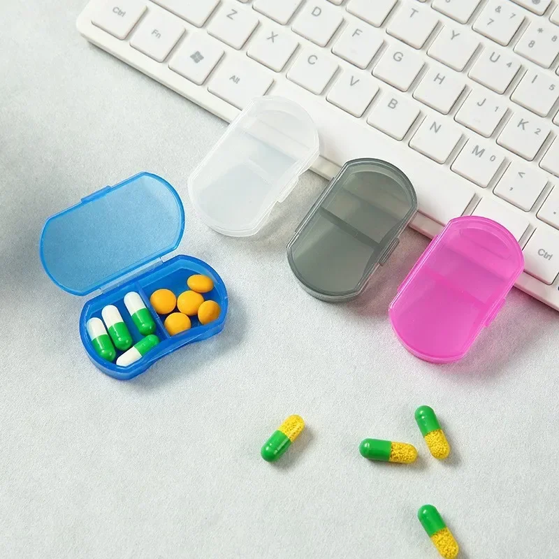 2-Grid Portable Pill Box Transparent Medicine Boxex Split Storage Box ...