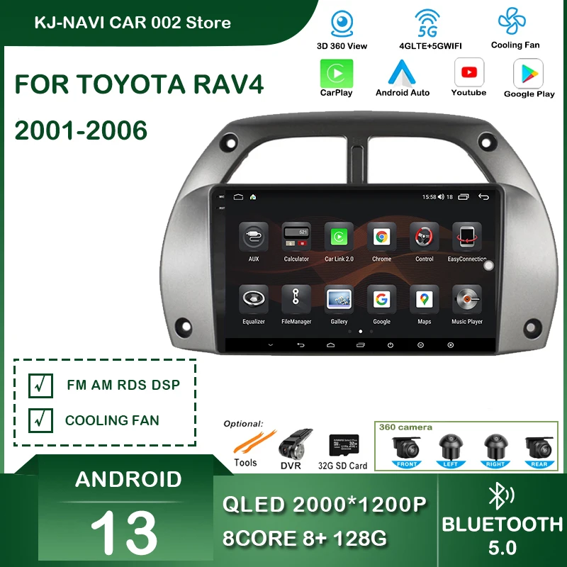 Para toyota rav4 2001 2002 2003 2004 2005 2006 rádio do carro android ...