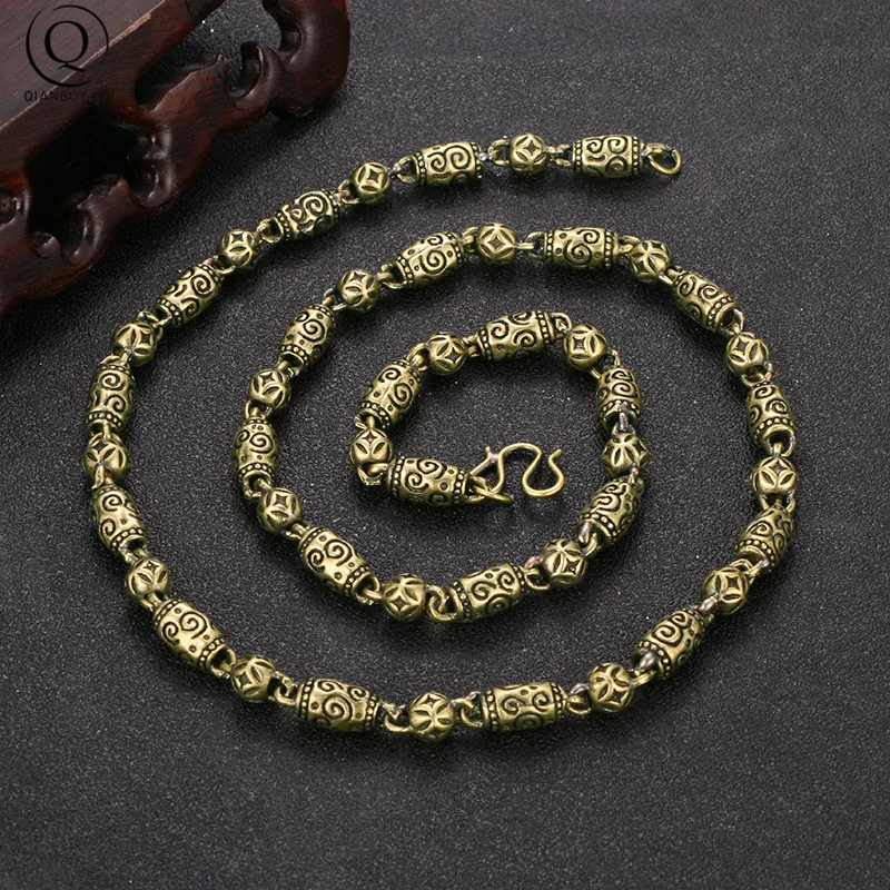 New-Retro-Brass-Hollow-Heart-Pattern-Dragon-Head-Chain-Necklace-for-Men ...