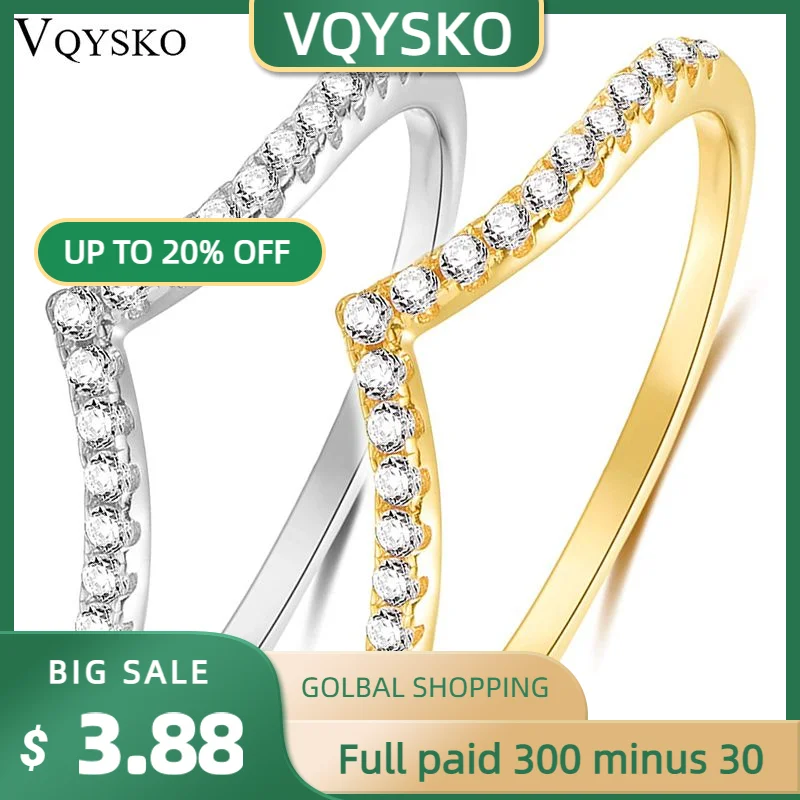 Vqysko Pointed V Shaped Chevron Cz Simulated Diamond Heart Stackable ...