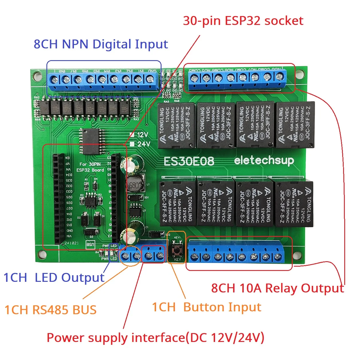 Módulo de relé programable ESP32 RS485 Wifi, placa de expansión de ...
