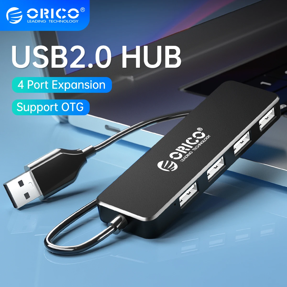 Orico Mini Usb Hub Multi 4 Port High Speed Usb2.0 Splitter Portable Otg ...