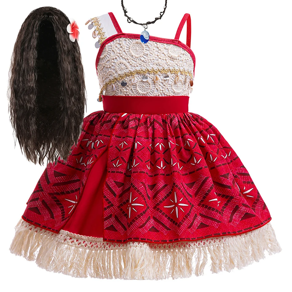New Moana 2 Dress for Girl Vaiana Cosplay Clothes Kids Single Shoulder ...