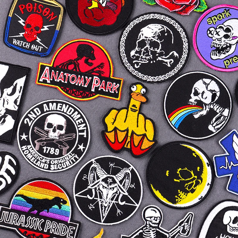 Skull Patches Iron On Patch For Clothing Thermoadhesive Patches On Clothes Sticker Applique DIY ...