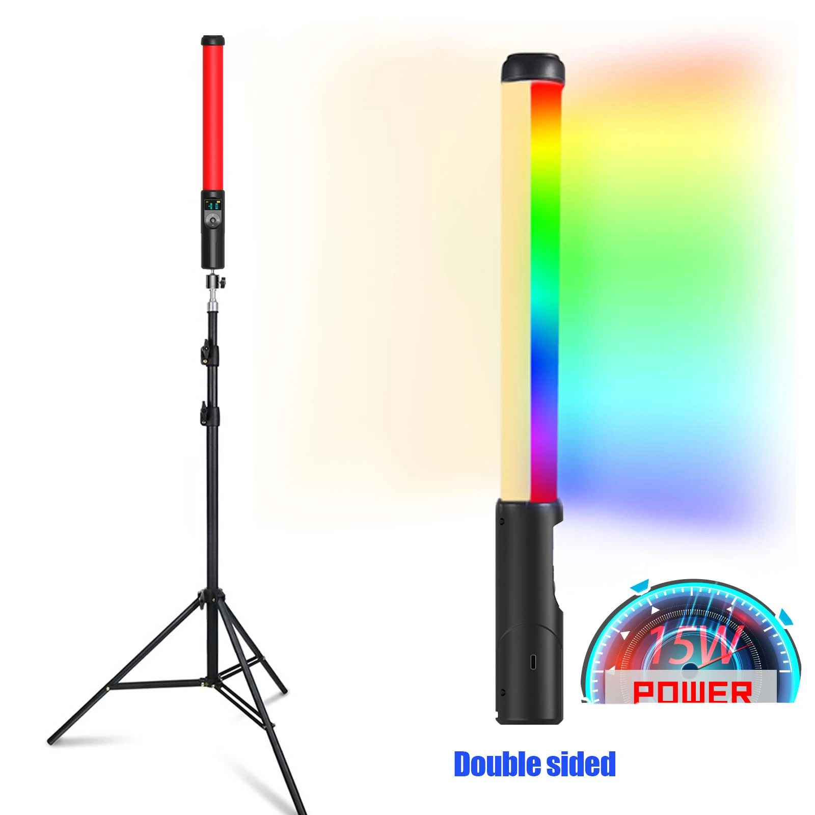 Double sided 15W RGB Light Stick Wand With Tripod Stand Party LED Lamp ...