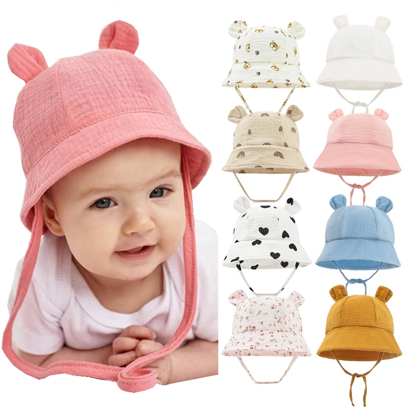 Newborn-Baby-Hat-Summer-Muslin-Infant-Bucket-Hats-for-Girls-Boys-Cute ...