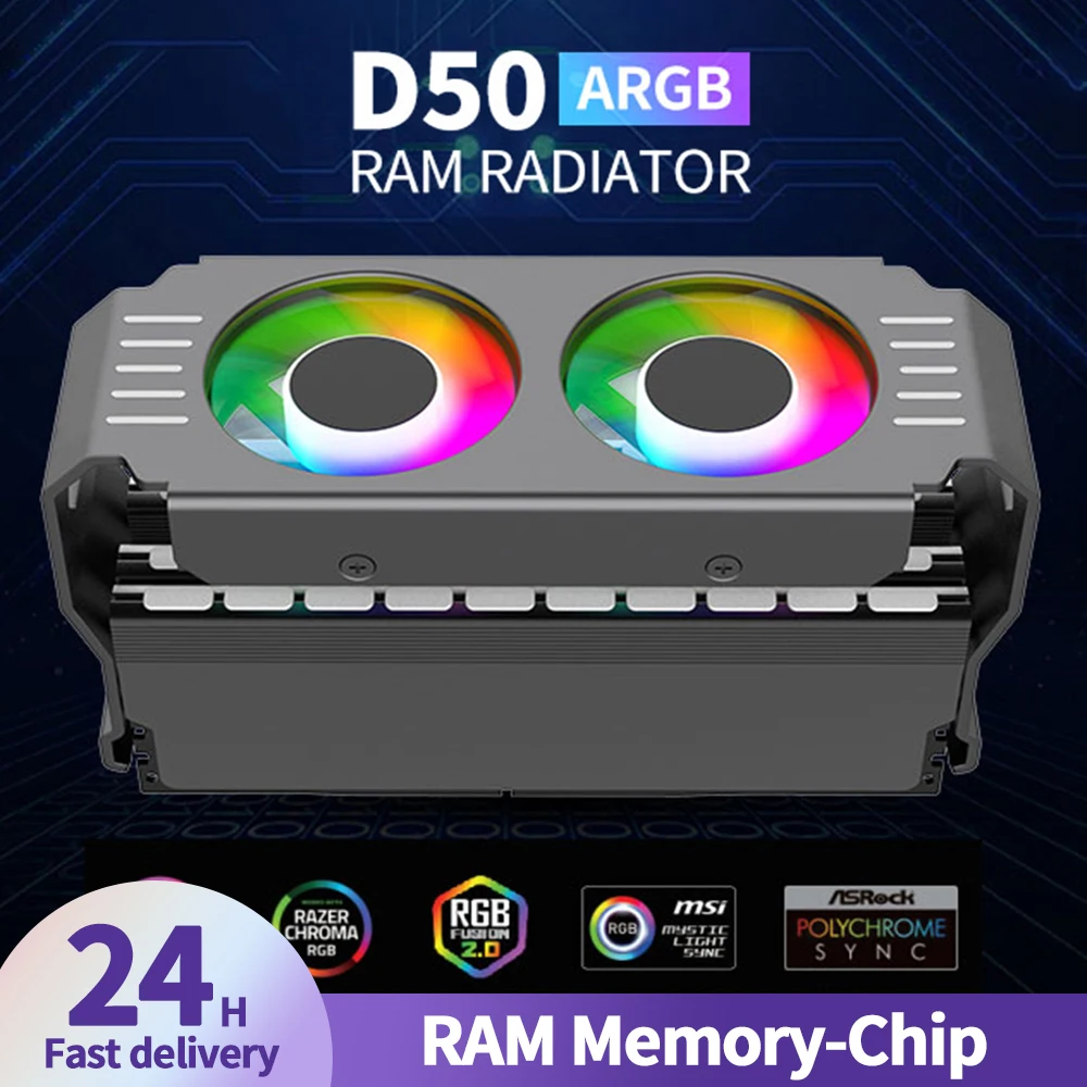 D50 Memory Cooler ARGB Sync Lighting Silent Operation Aluminum Alloy ...