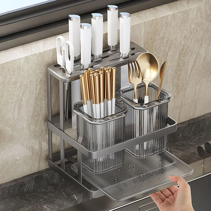 Kitchen-Cutlery-Holder-Carbon-Steel-Cutlery-Organizer-Wall-Mounted ...