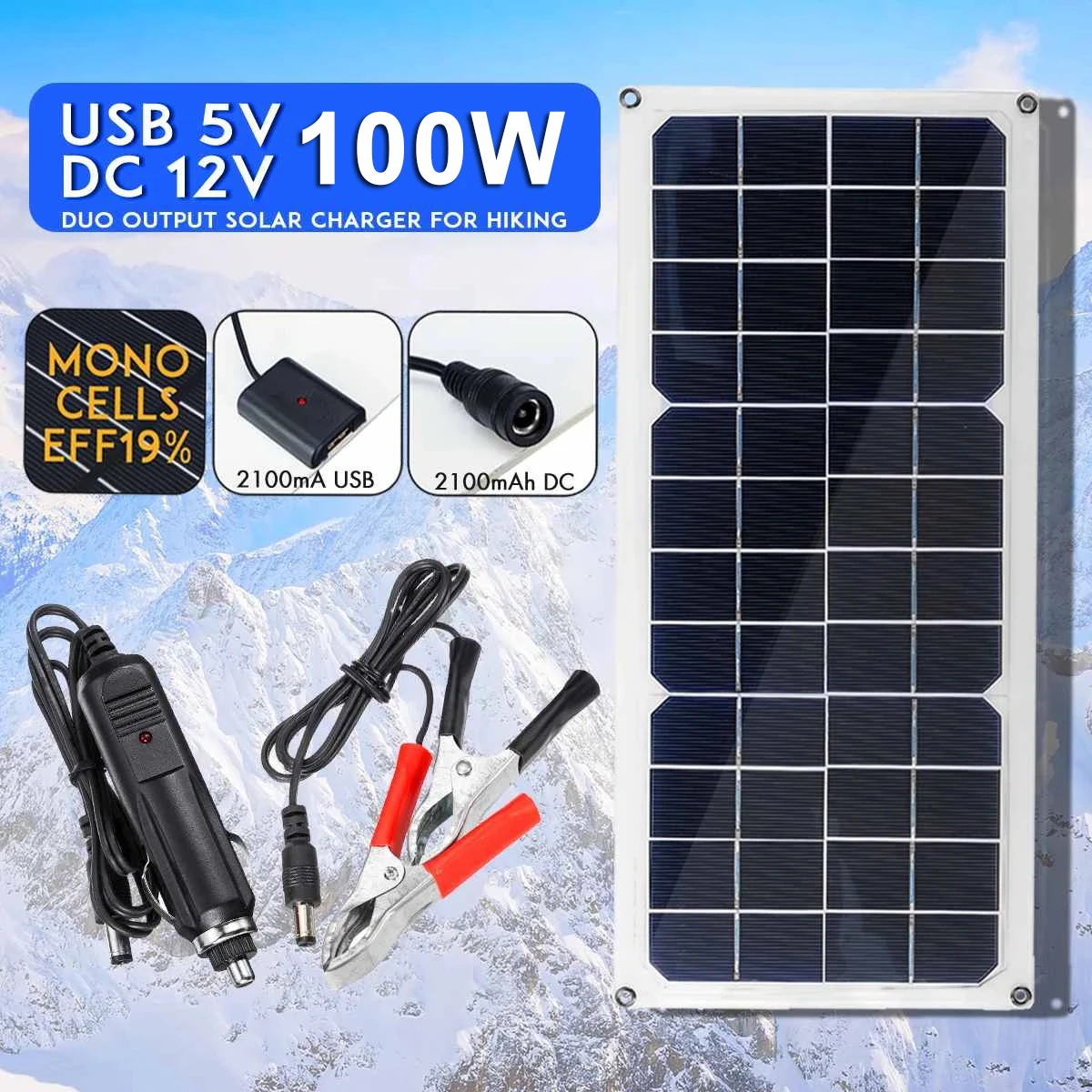 Portable-Solar-Panel-Kit-12V-Monocrystalline-USB-Solar-Power-Outdoor ...