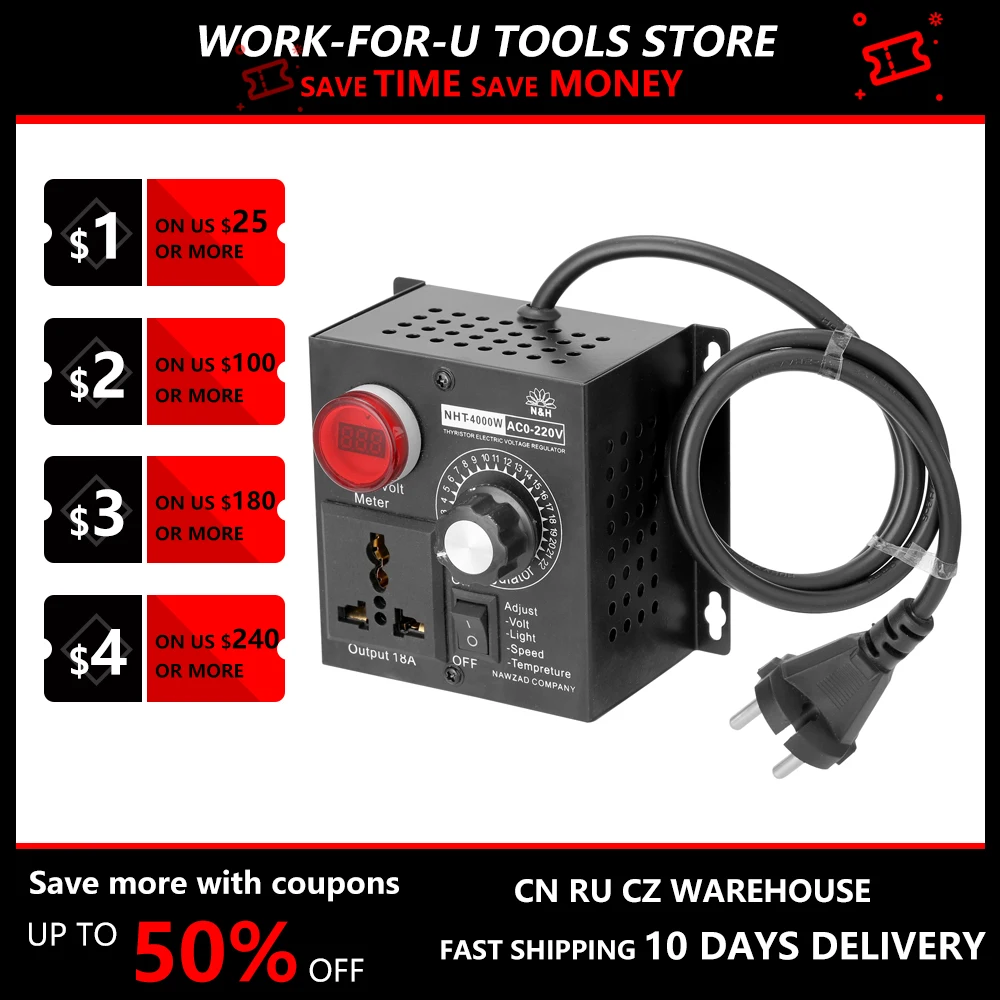 Voltage Regulator Ac 220v 4000w Compact Variable Voltage Controller ...