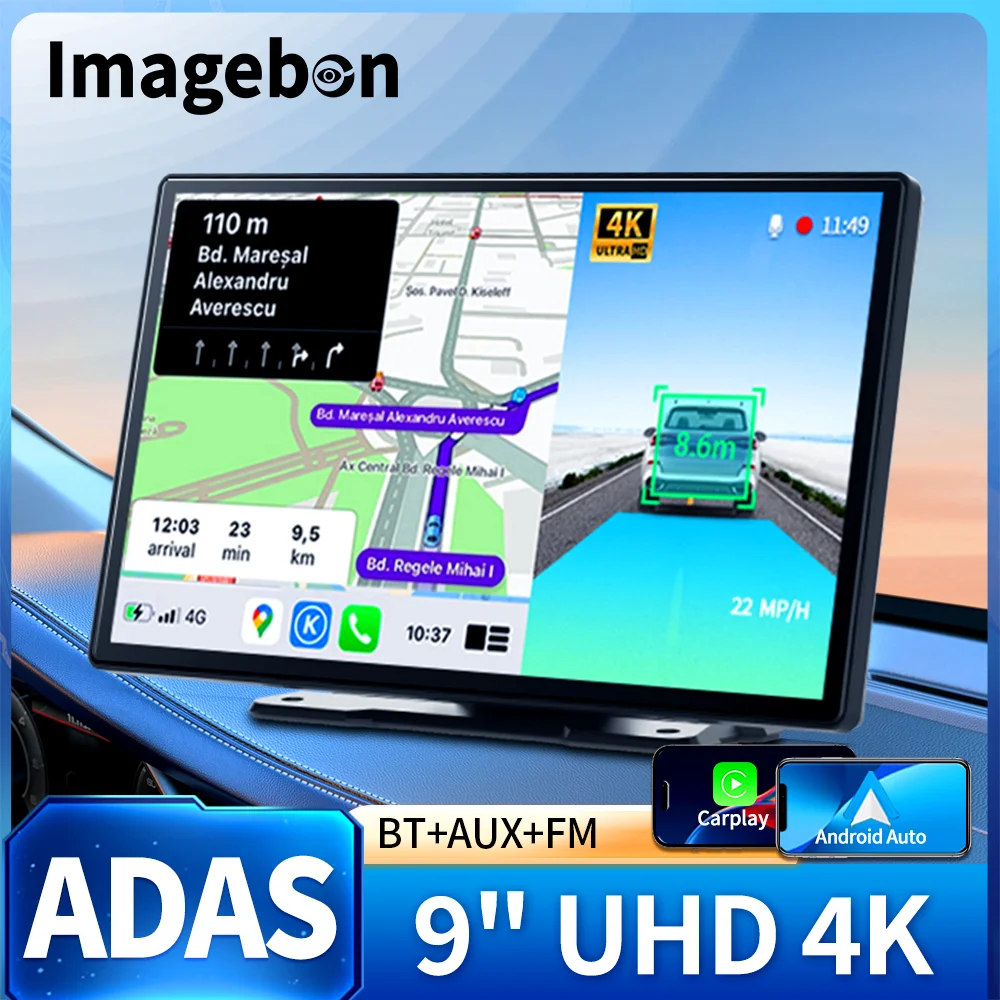 Imagebon-9-4K-ADAS-Wireless-Dash-Cam-with-CarPlay-Android-Auto-Dual-Recording-GPS-Navigation ...