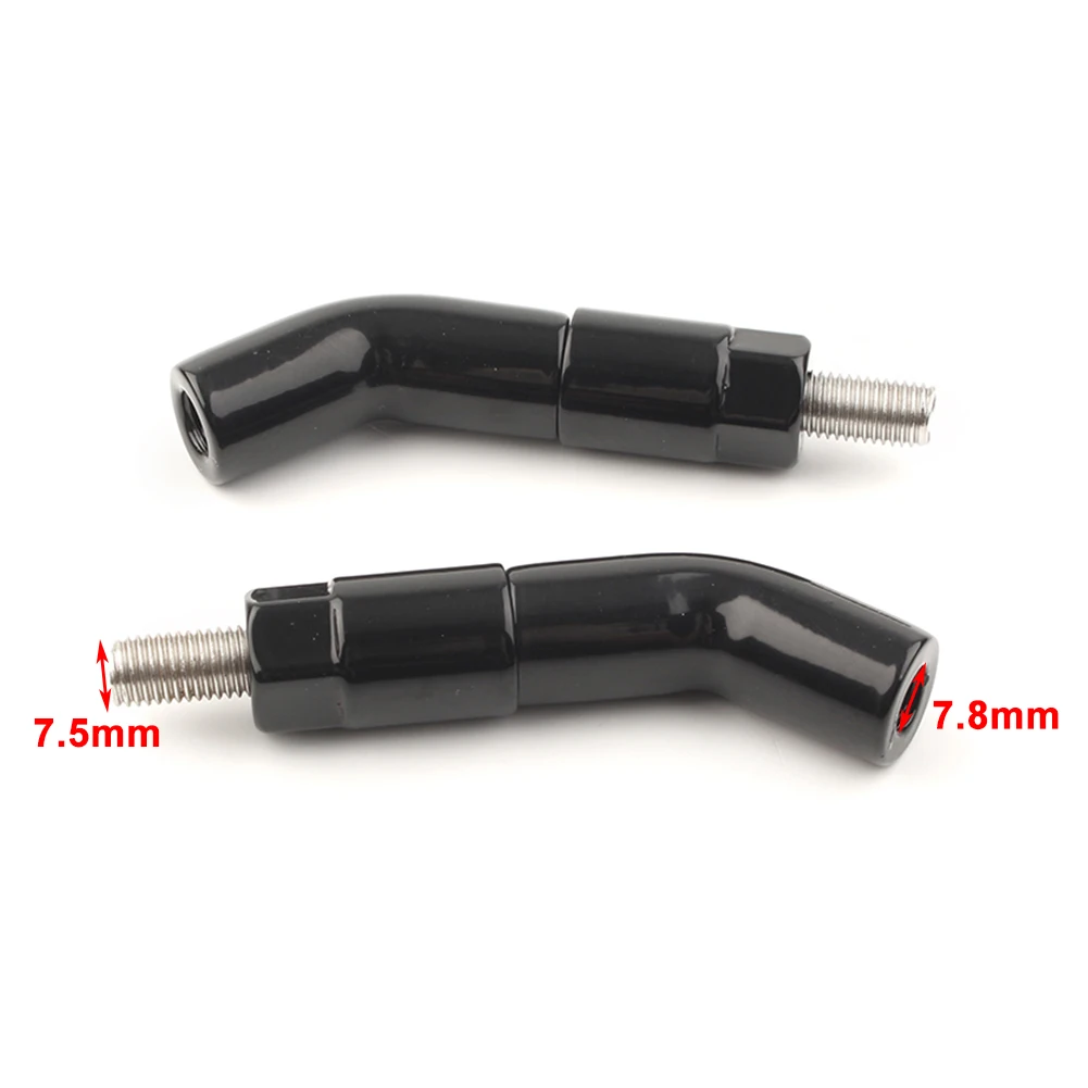 2Pcs-Aluminum-Black-Motorcycle-Rear-View-Mirror-Stem-Extender-Holder ...