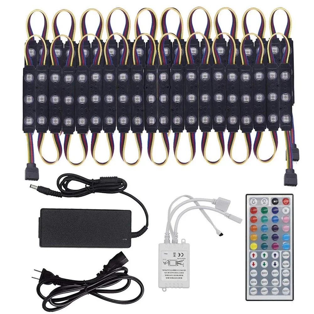 12V-LED-Module-Lights-20PCS-with-Power-Controllor-5050-RGB-Waterproof ...