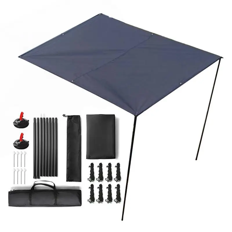 Car Side Tarp With Pole Rope Peg Suction Cup Set Outdoor Camping Tent ...