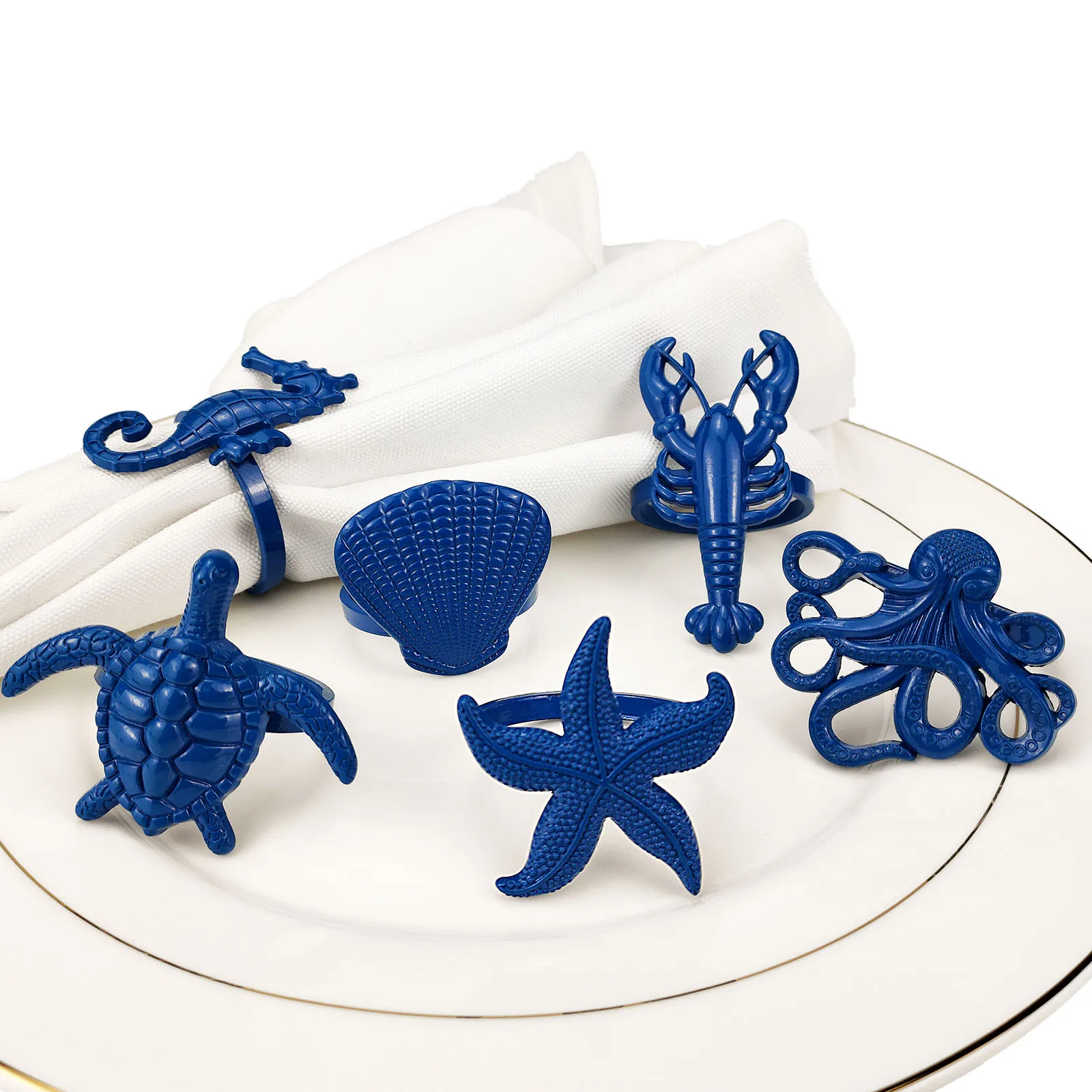 Nautical Table Napkins Holder - Metal Napkin Rings 6 Pcs Holders Home ...