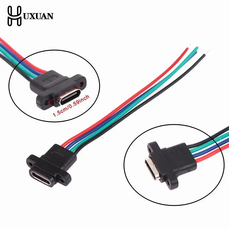 USB-3-1-Type-C-4-Pin-Waterproof-Female-USB-C-Socket-Port-With-Screw ...