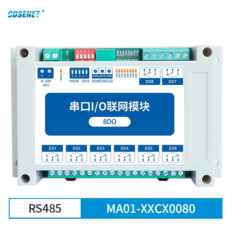 CDSENET-ModBus-8DO-8-Output-Digital-Modul-IO-Seri-RTU-Instalasi-Rel ...