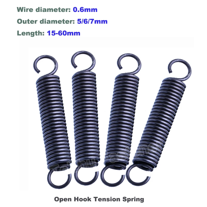 10-20Pcs-Wire-Dia-0-6mm-Steel-Spring-Open-Hook-Tension-Pullback-Coil ...