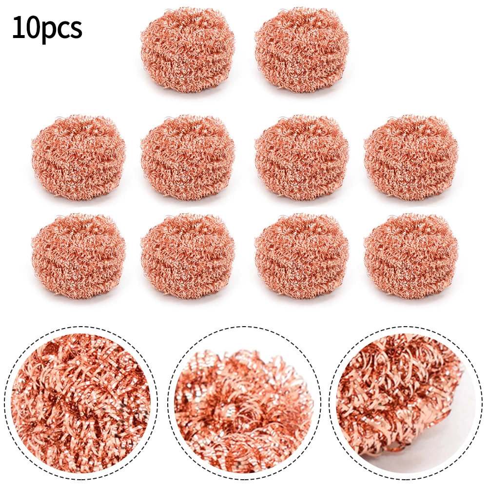 10PCS-Copper-Metal-Wire-Sponge-Ball-Iron-Tip-Nozzle-Cleaner-Slag ...